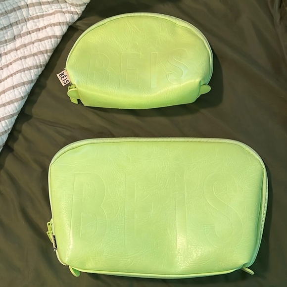 BEIS | Bags | Nwot Beis Neon Green The Cosmetic Pouch Set | Poshmark